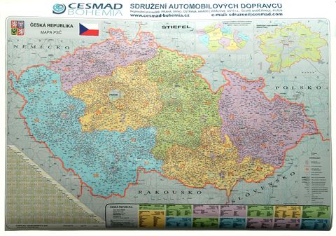 Nástěnná mapa ČR - PSČ | Nástěnné mapy |ČESMAD BOHEMIA - vše pro ...